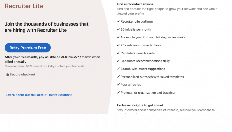 LinkedIn Pricing: detailed comparison of all premium plans