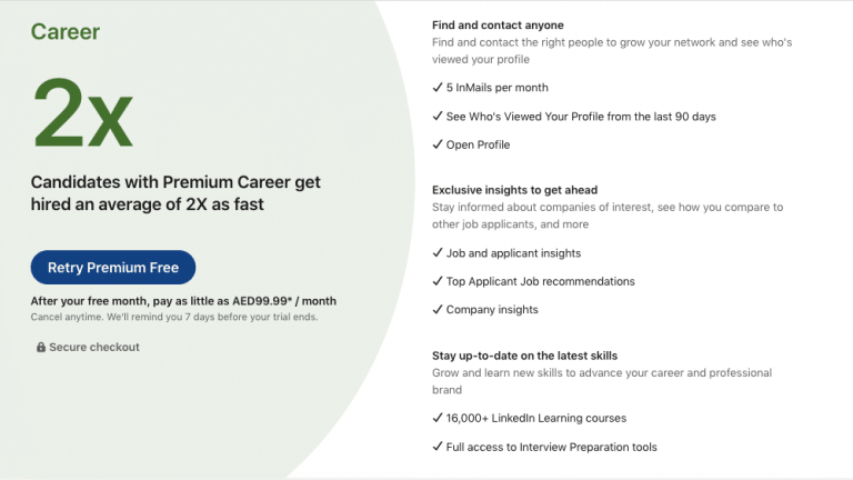 LinkedIn Pricing: detailed comparison of all premium plans