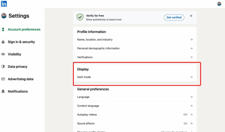 LinkedIn Dark Mode. How to Enable It | LH2
